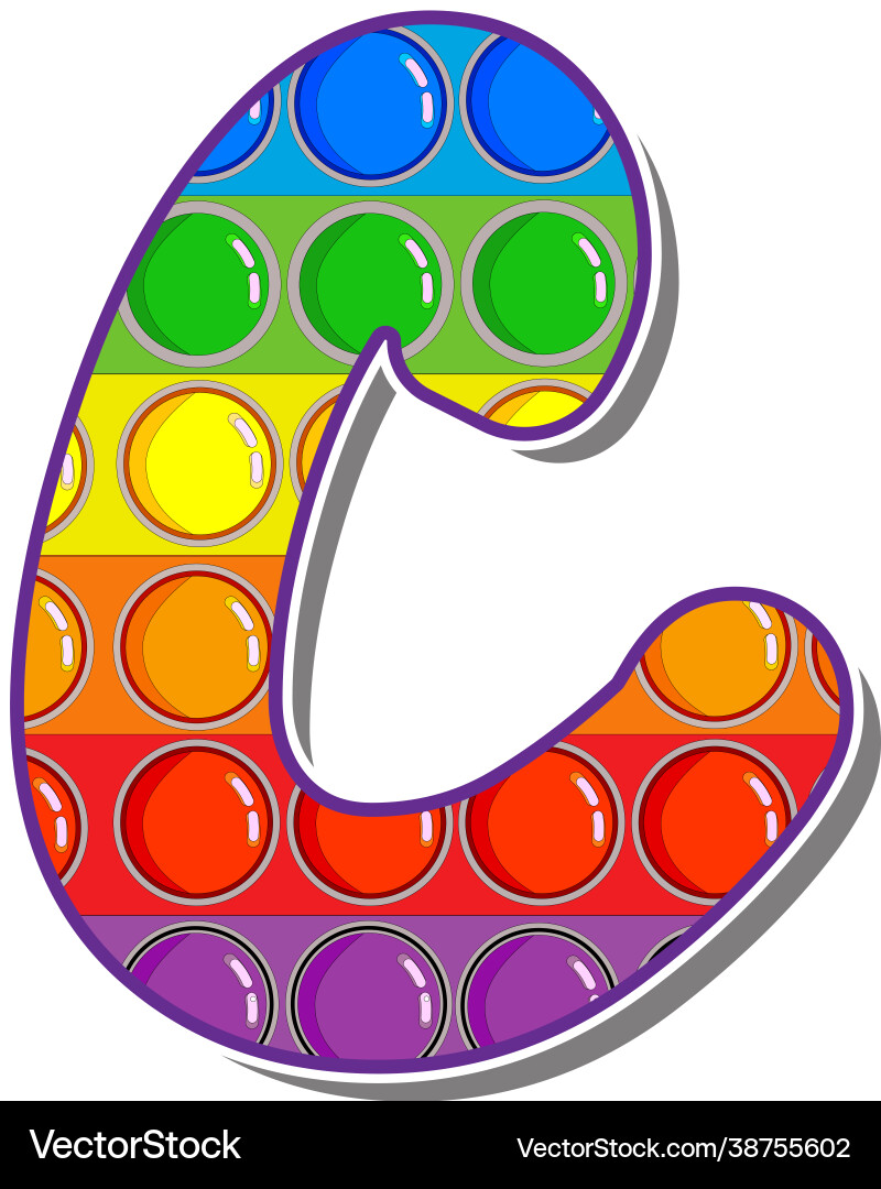 Rainbow C Pop It Letter Royalty Free Vector Image