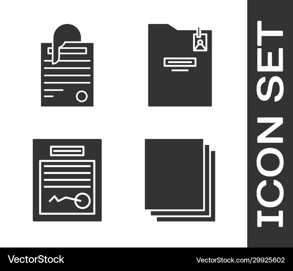 Set clean paper file document and paper clip Vector Image