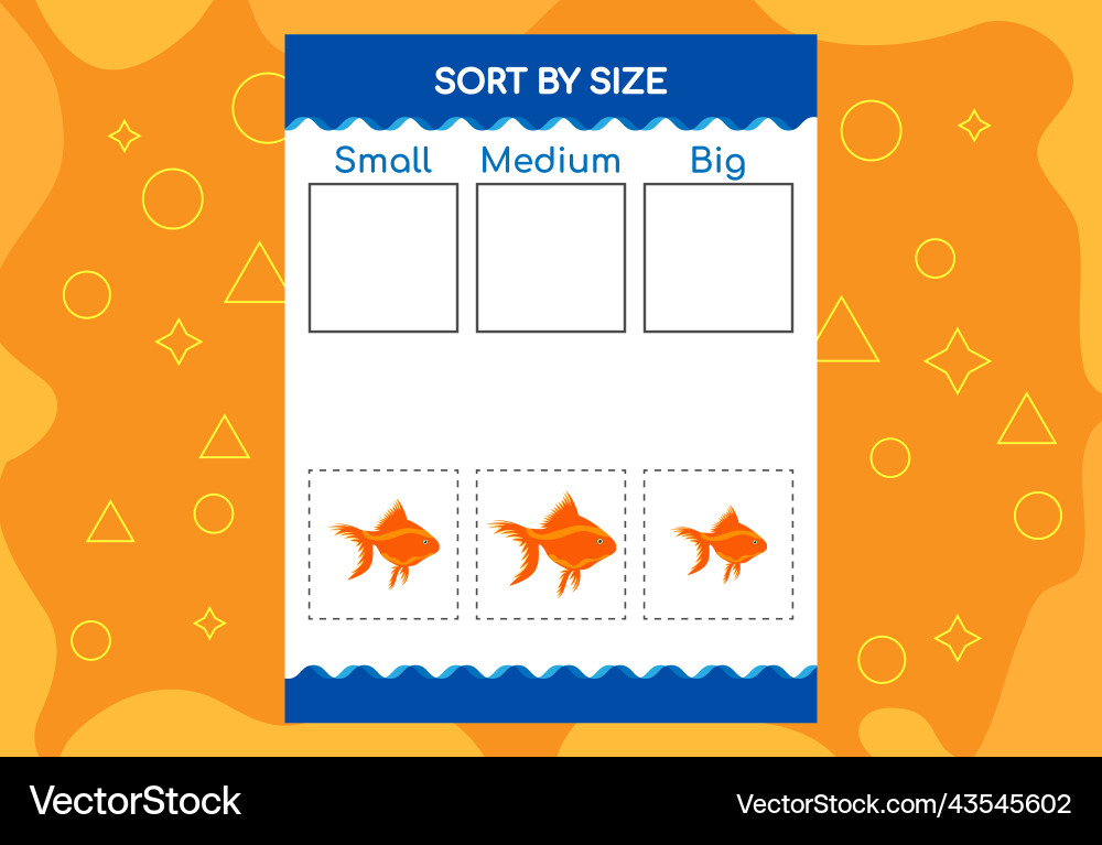 Sort images by size educational worksheet for kids