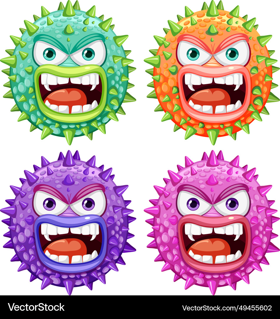 Spiky bacteria germ virus monster cartoon Vector Image
