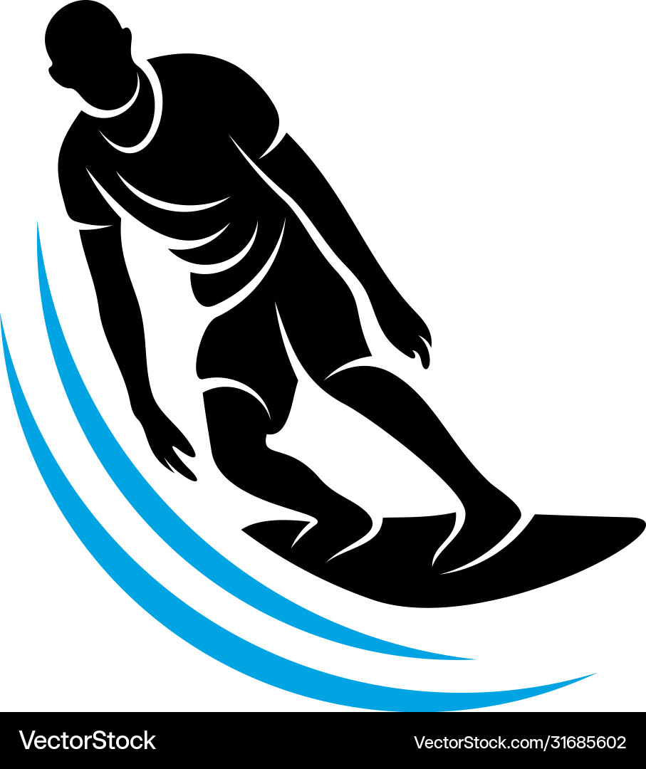 Surfing with water wave logo template symbol Vector Image
