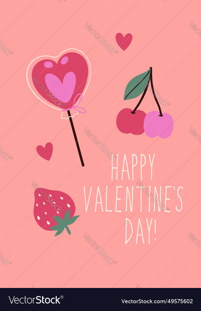 Valentine s day card or poster with cherries Vector Image