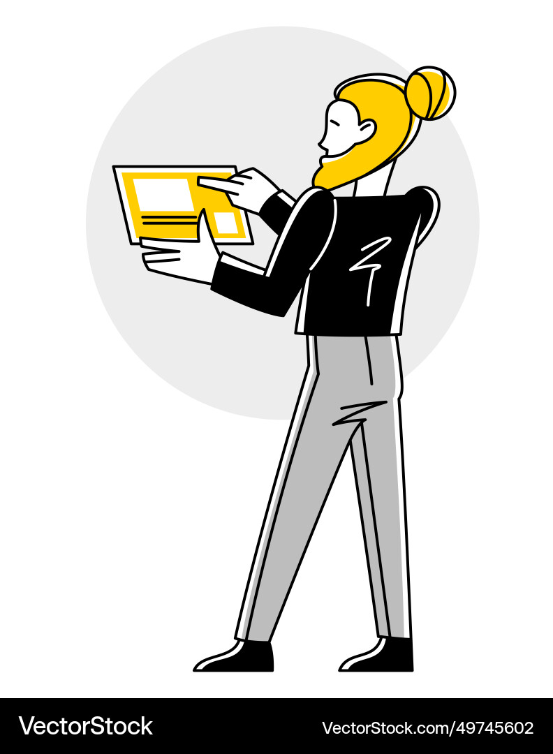 Young person using tablet for work or education Vector Image