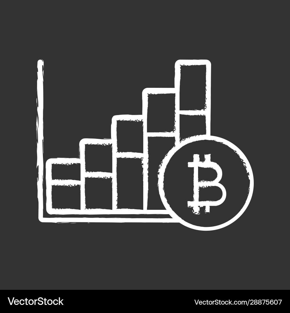 Bitcoin market growth chart chalk icon Royalty Free Vector