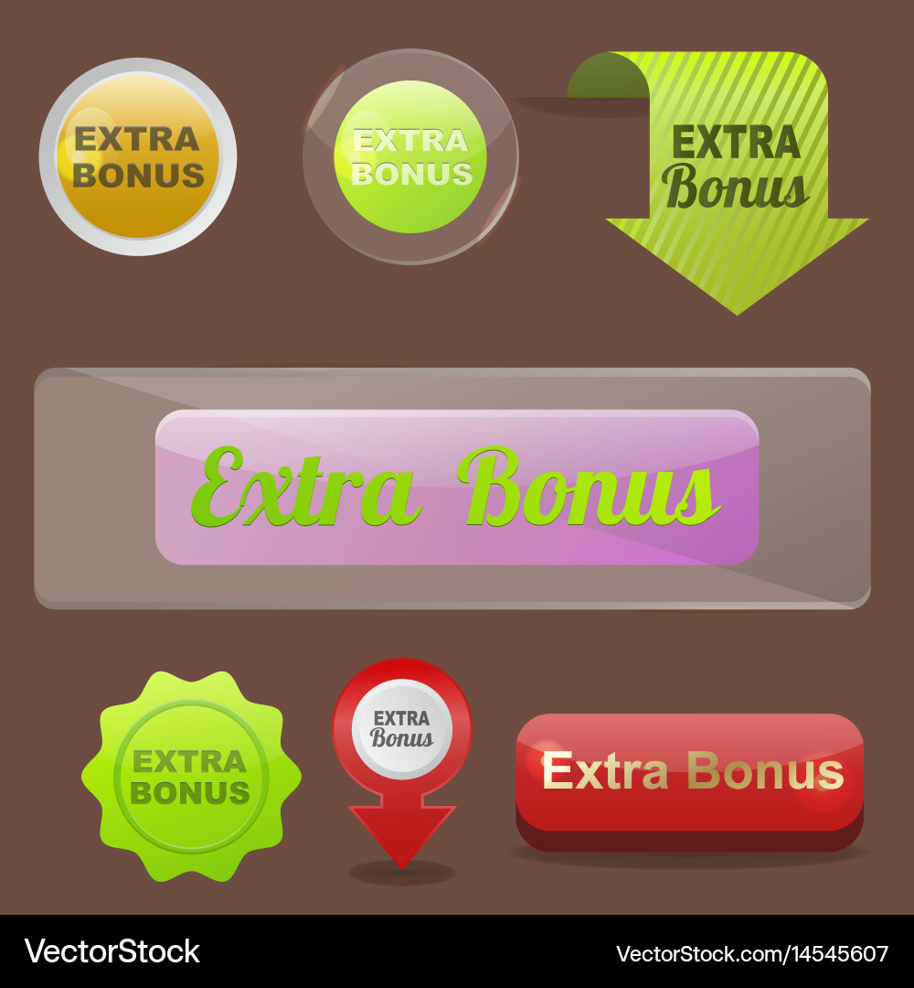 Colorful website extra bonus buttons design Vector Image
