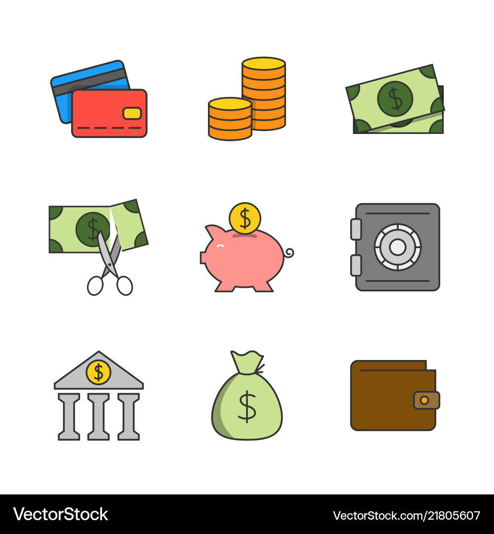 Finance flat line icons Royalty Free Vector Image