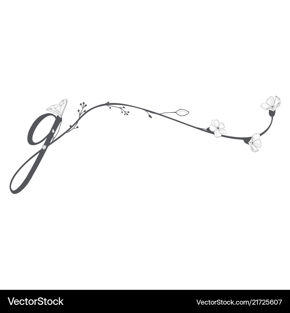 Hand drawn floral g monogram and logo Royalty Free Vector