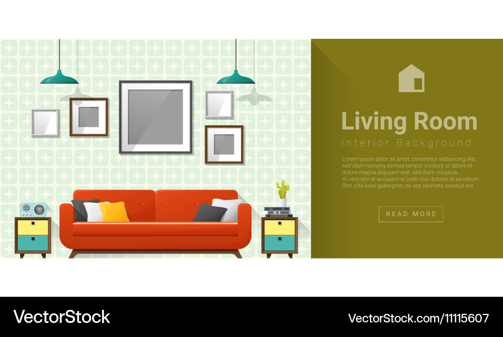 Interior design modern living room background 4 Vector Image