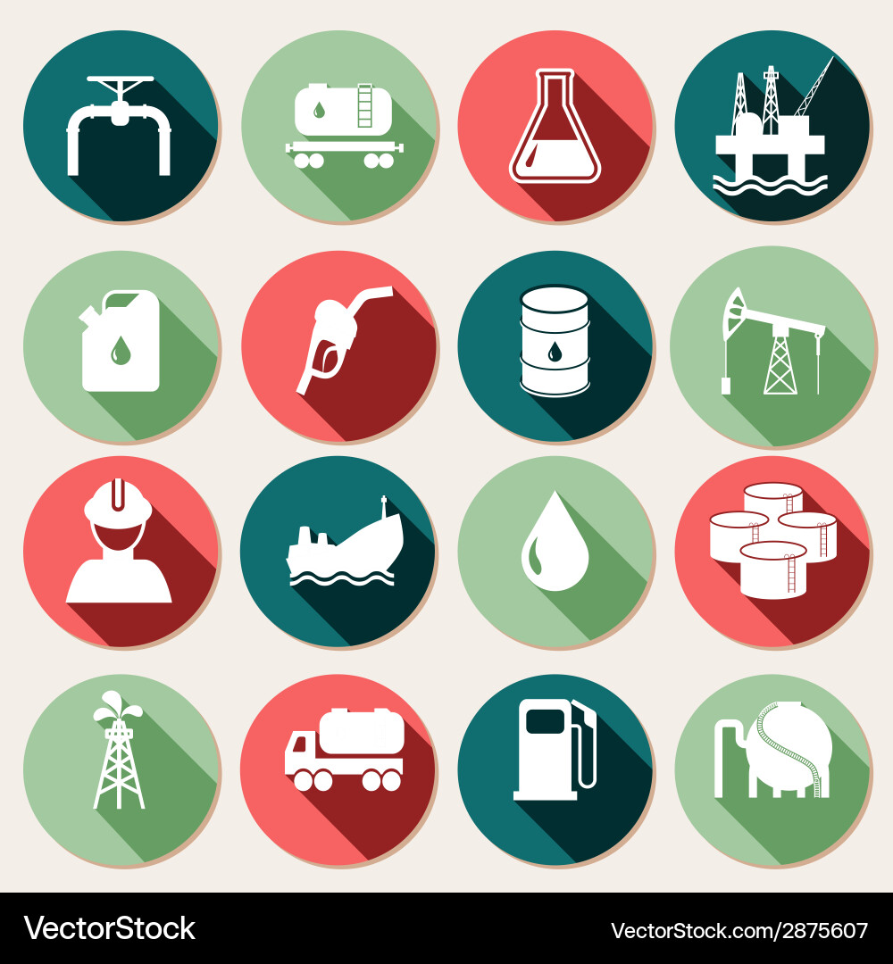 Oil industry icons set Royalty Free Vector Image