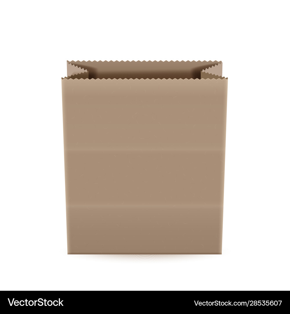 Realistic brown paper bag isolated on white Vector Image