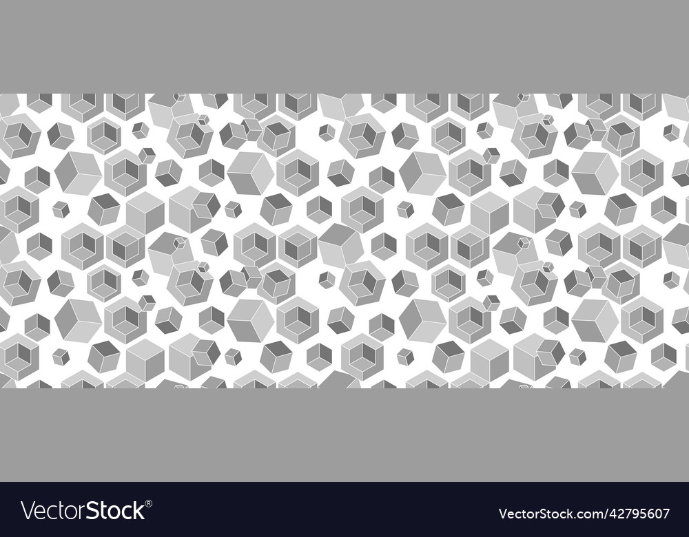 Seamless pattern with cubic structure greyscale Vector Image