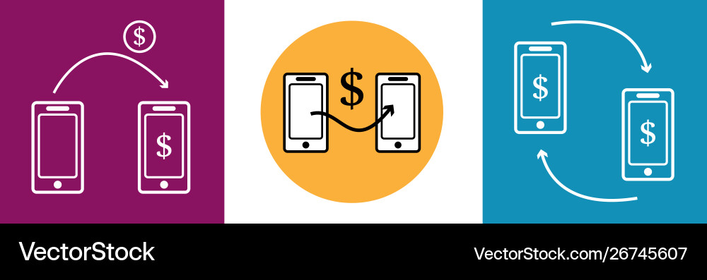 Set modern mobile phone icons in different Vector Image