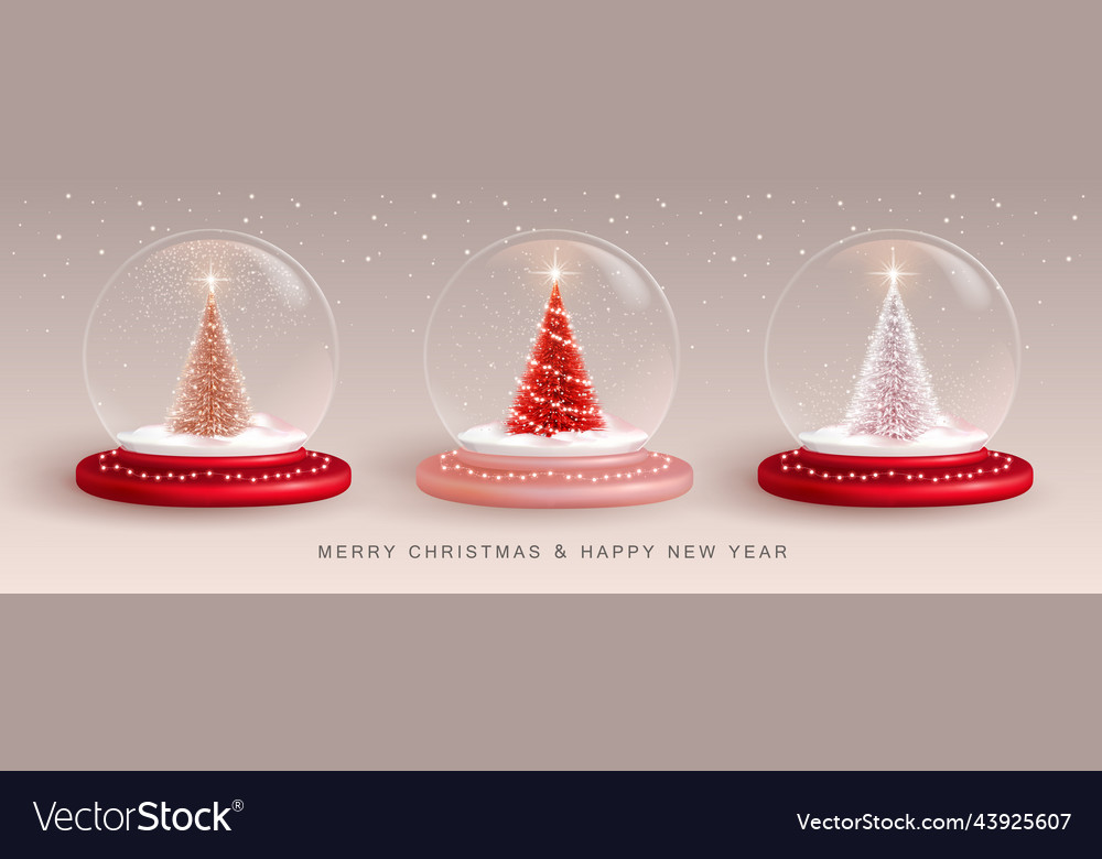 Set of christmas snow globes with tree Royalty Free Vector