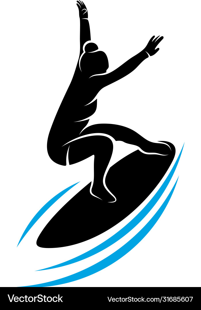 Surfing with water wave logo template symbol Vector Image