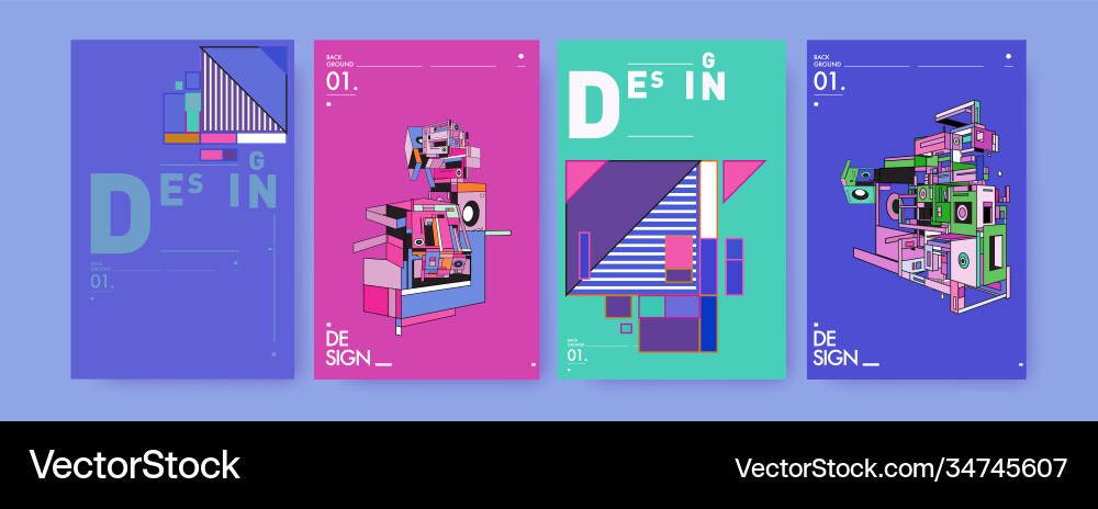 Trendy abstract colorful geometric collage Vector Image