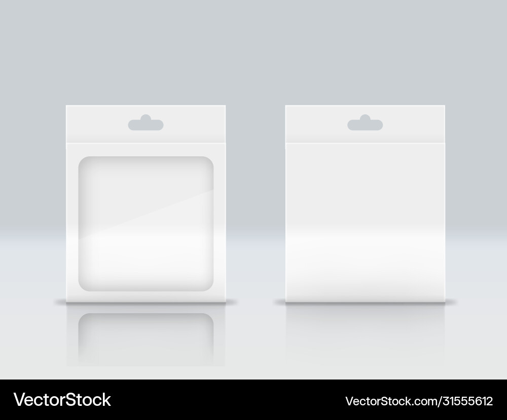 Blank paper box with hanging hole and window Vector Image