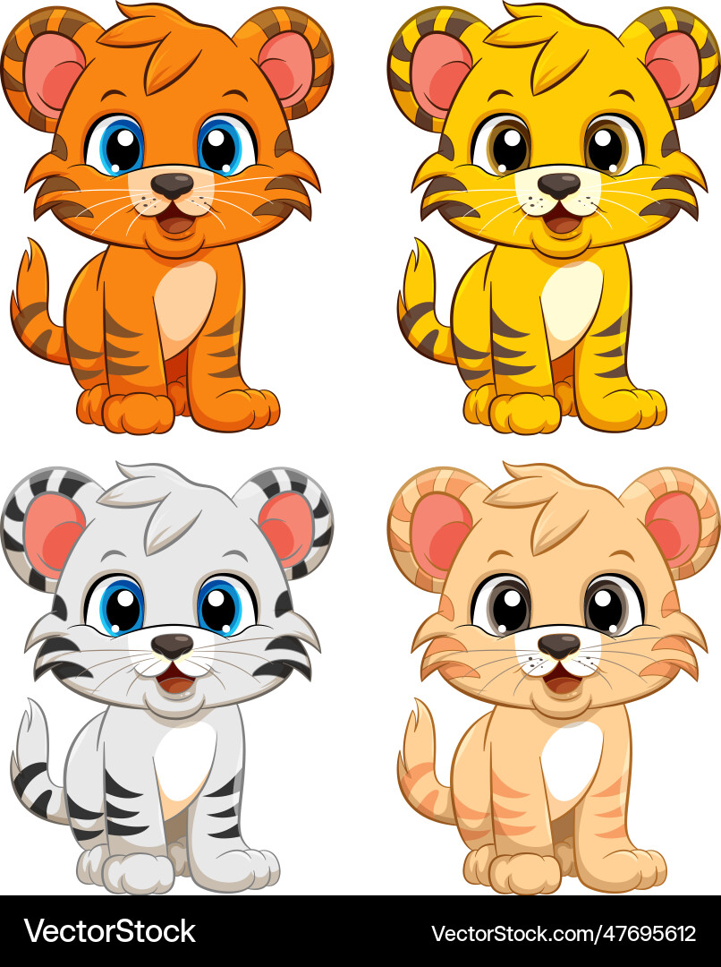 Cute tiger cartoon character Royalty Free Vector Image