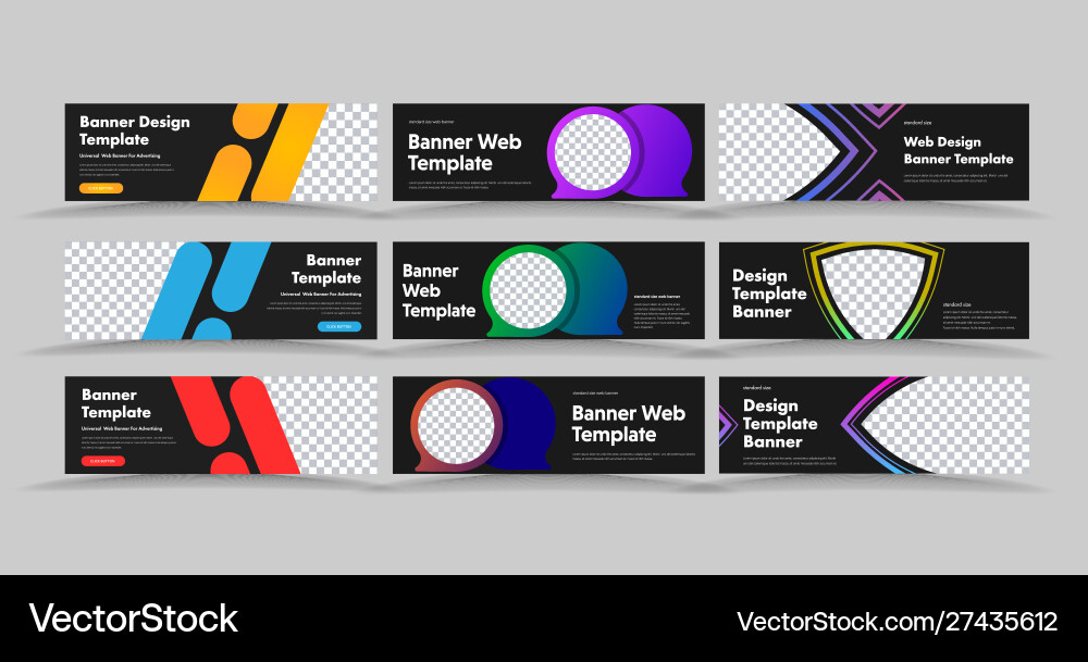 Design horizontal black web banners Royalty Free Vector