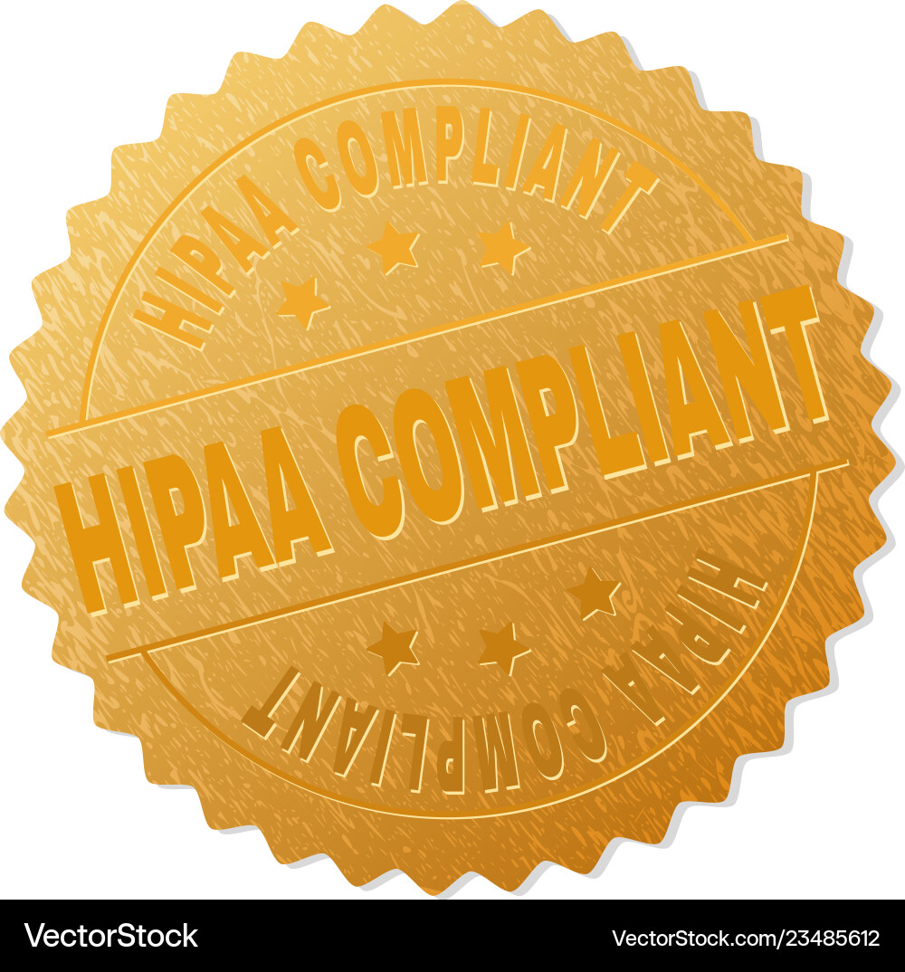 Gold hipaa compliant medal stamp Royalty Free Vector Image