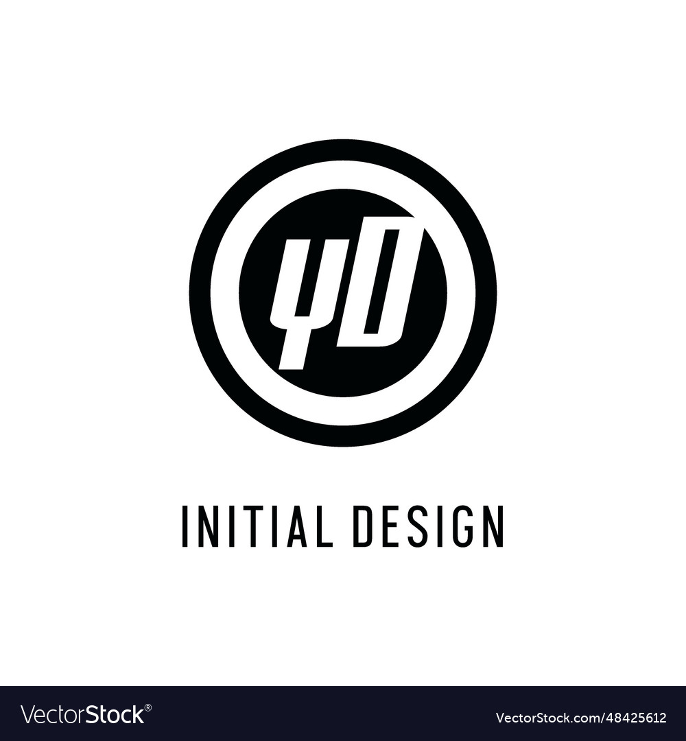 Initial yd logo concentric circle line clean Vector Image