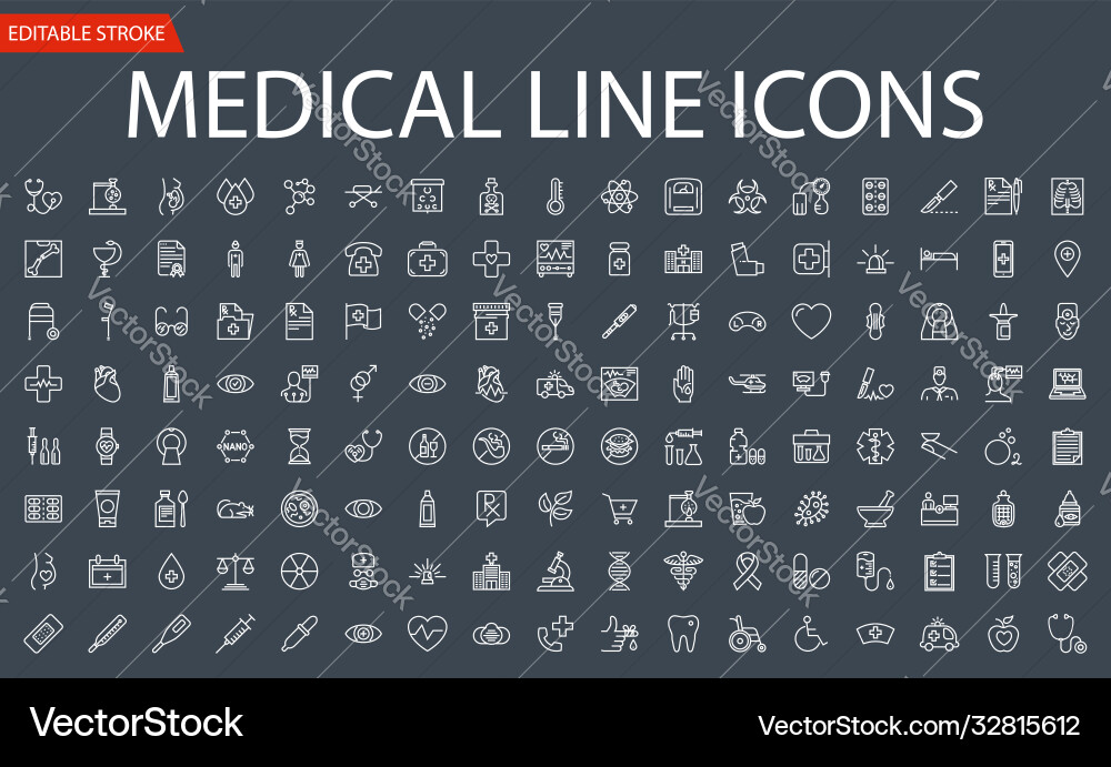 Medical Line Icons Set Royalty Free Vector Image