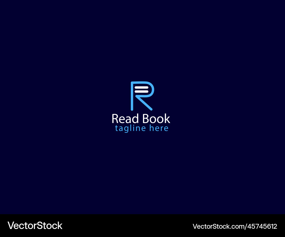 Read book logo design - r letter free Royalty Free Vector