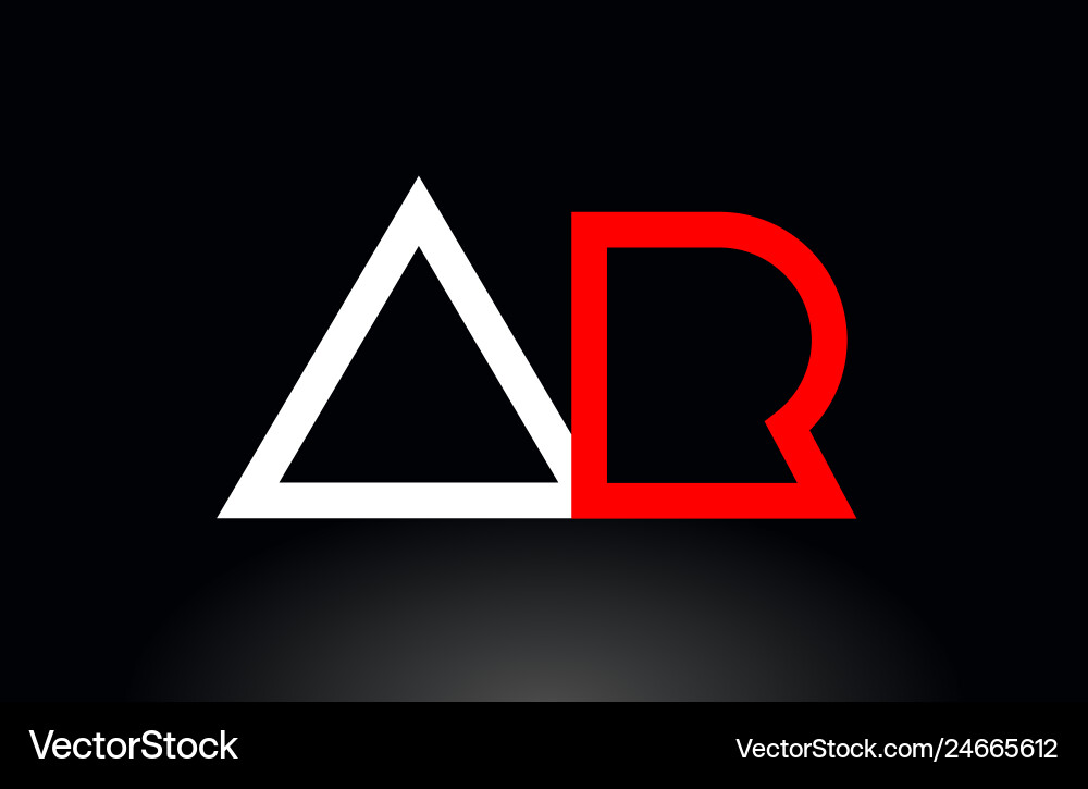 Red white alphabet letter ar a r combination Vector Image