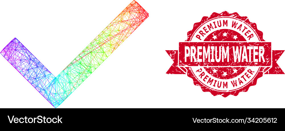 Scratched premium water stamp and multicolored Vector Image