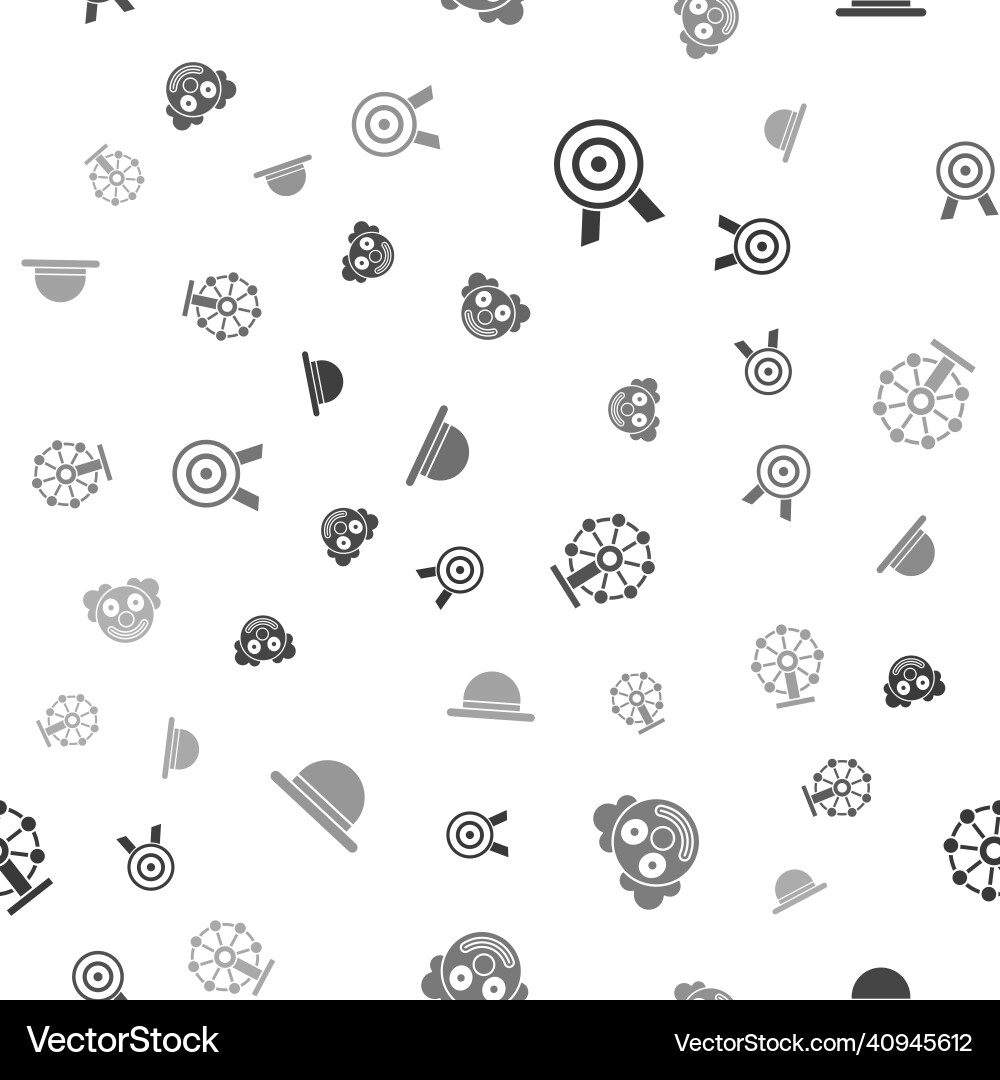 Set target clown head ferris wheel and hat Vector Image