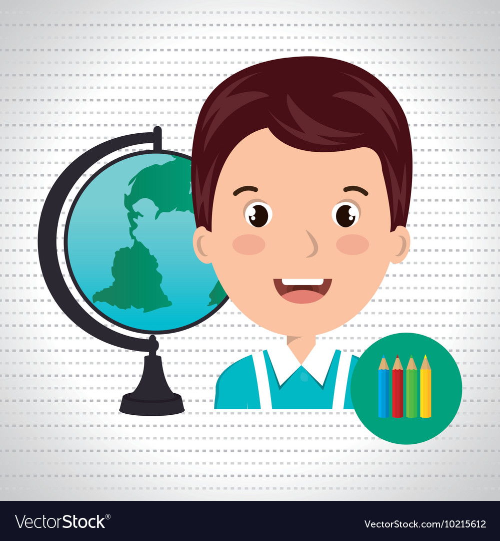 Student map global school Royalty Free Vector Image