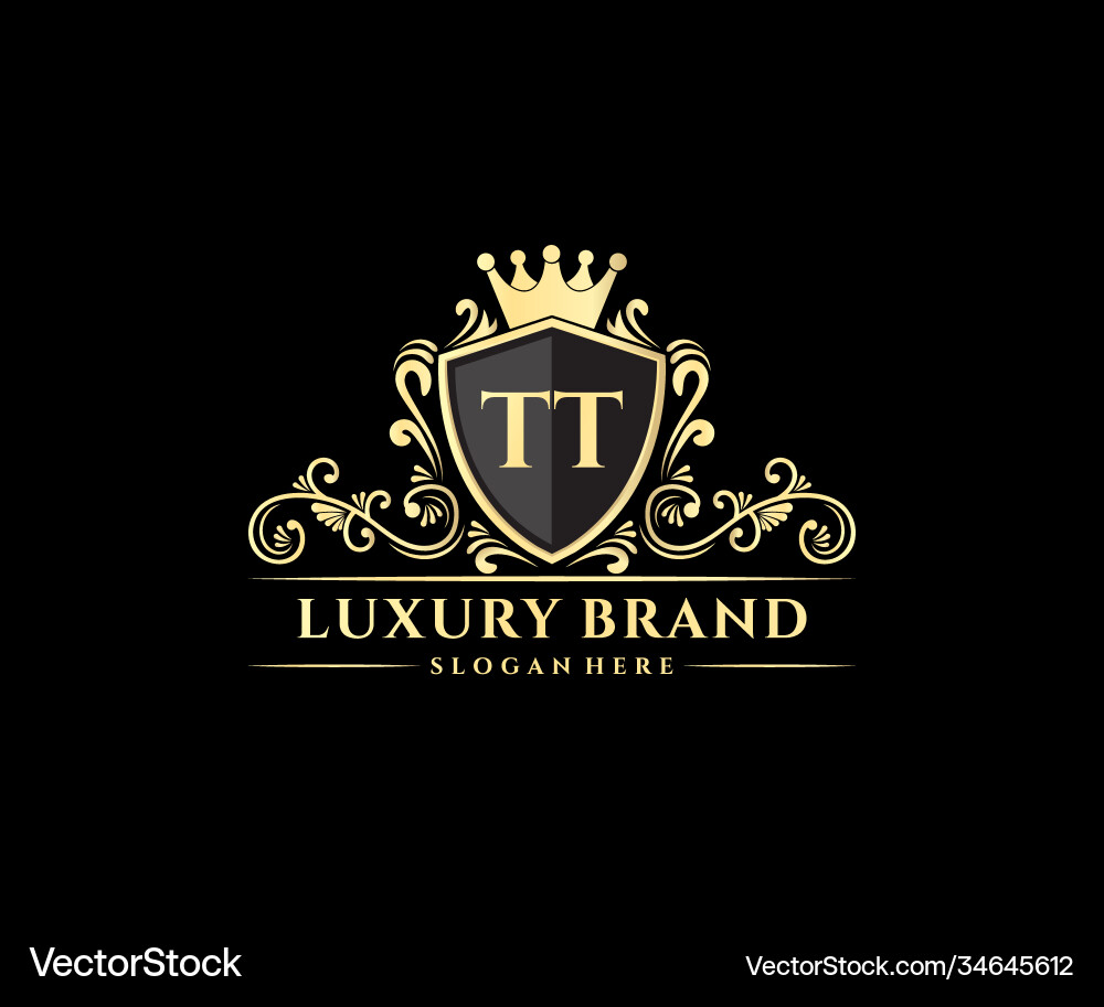 Tt initial letter gold calligraphic feminine Vector Image