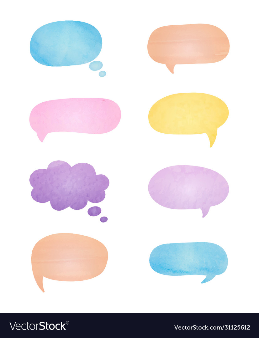 Watercolor bubble speech set Royalty Free Vector Image