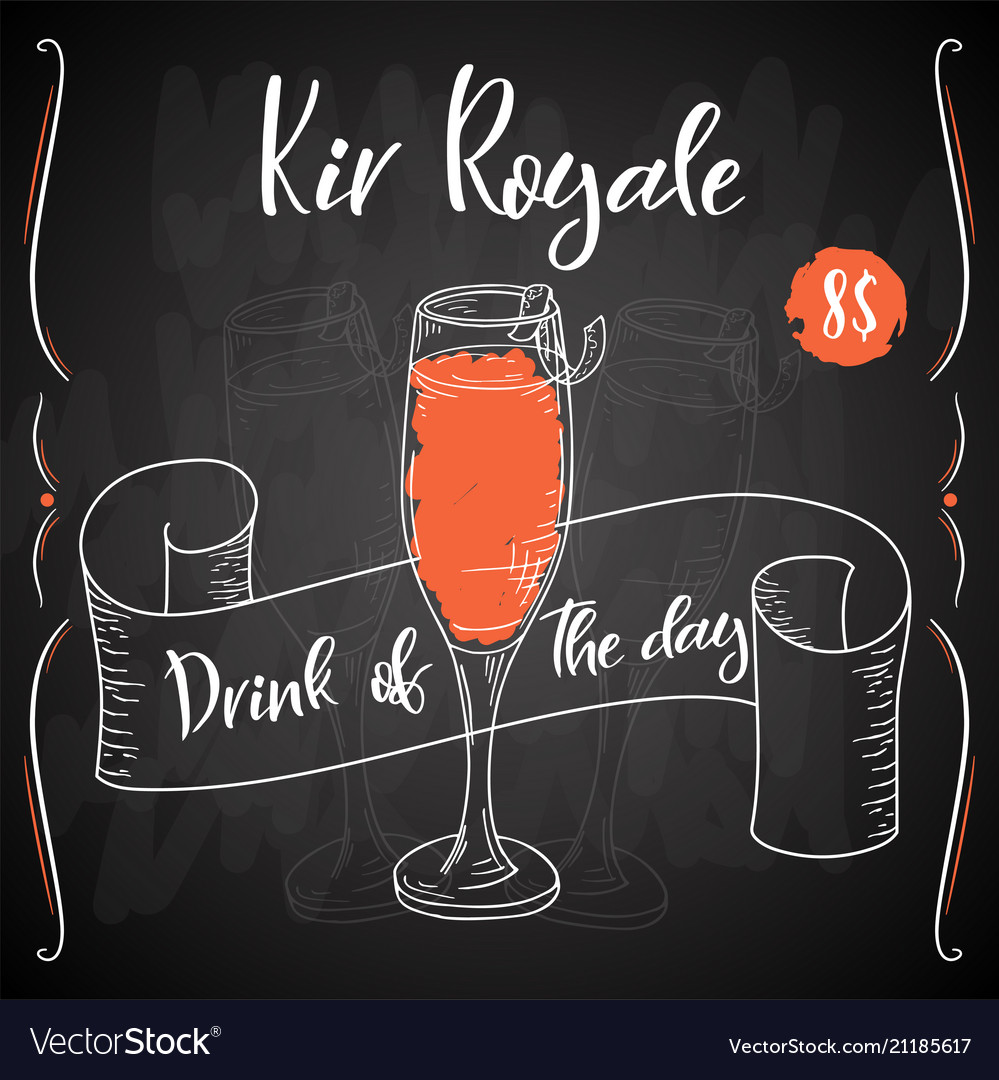 Alcoholc Cocktail Kir Royale Party Summer Poster Vector Image
