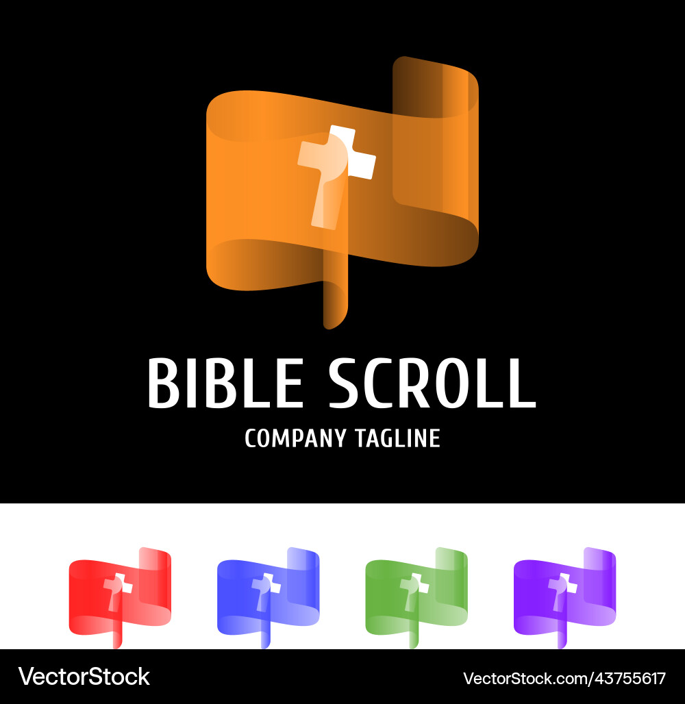 Biblical scroll with a cross in the center logo Vector Image
