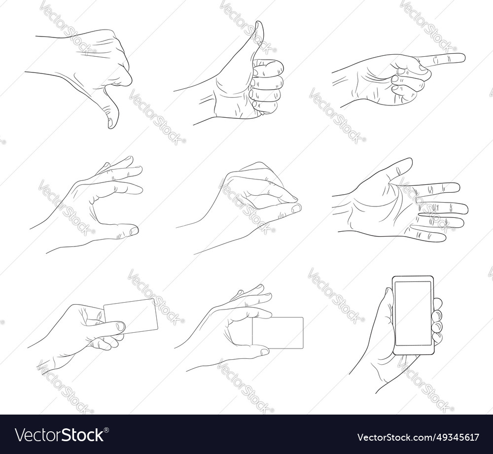 Business hand gestures contour Royalty Free Vector Image