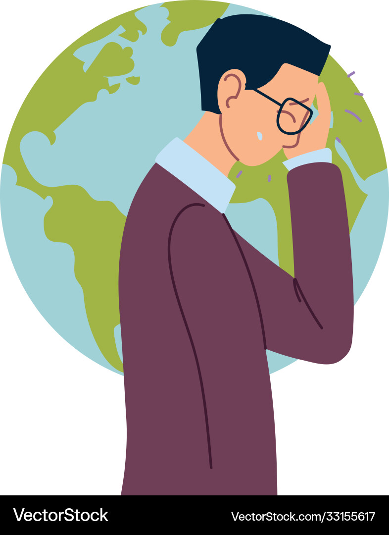 Businessman cartoon with headache in front Vector Image