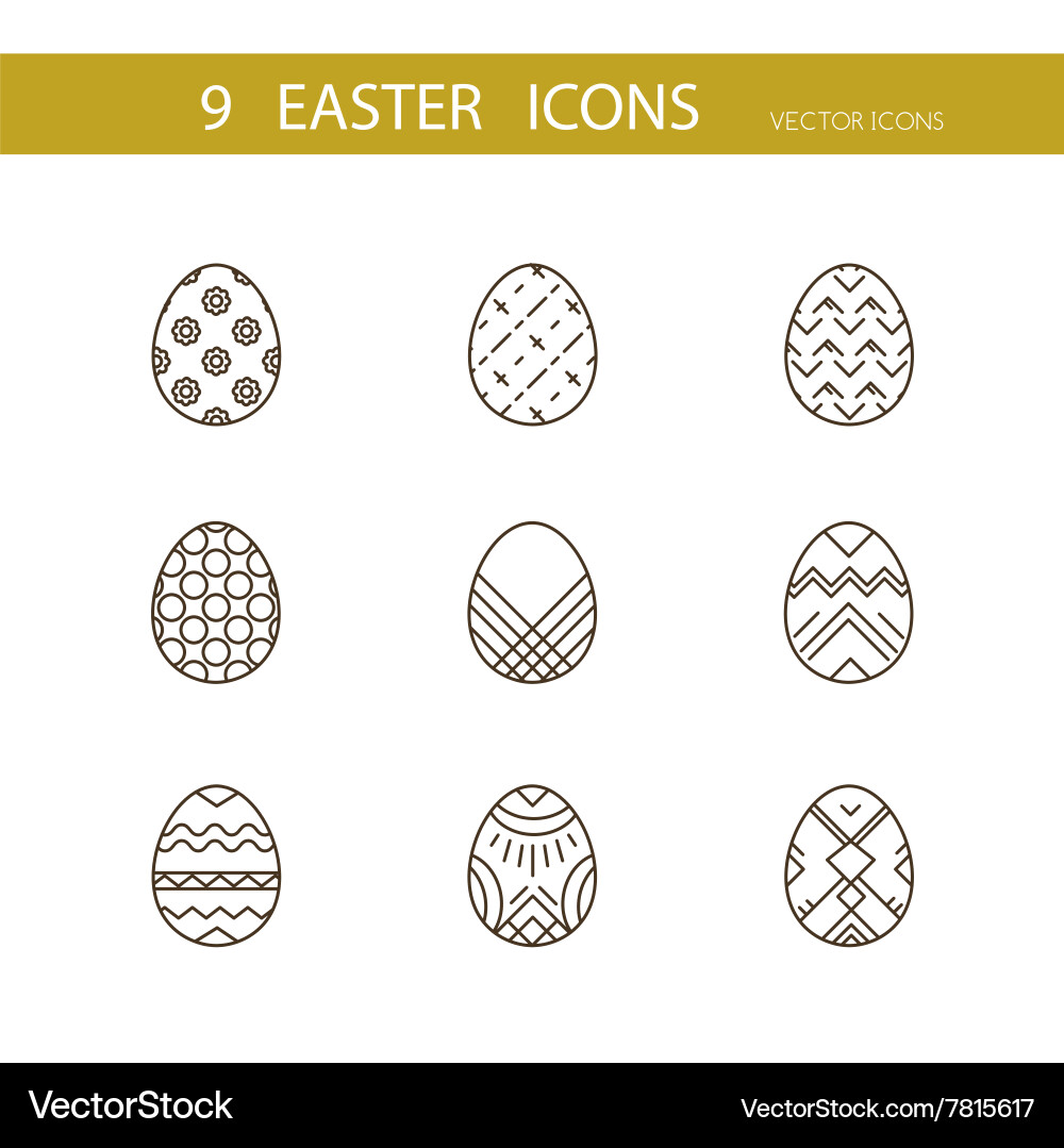 Collection of cute easter icons Royalty Free Vector Image