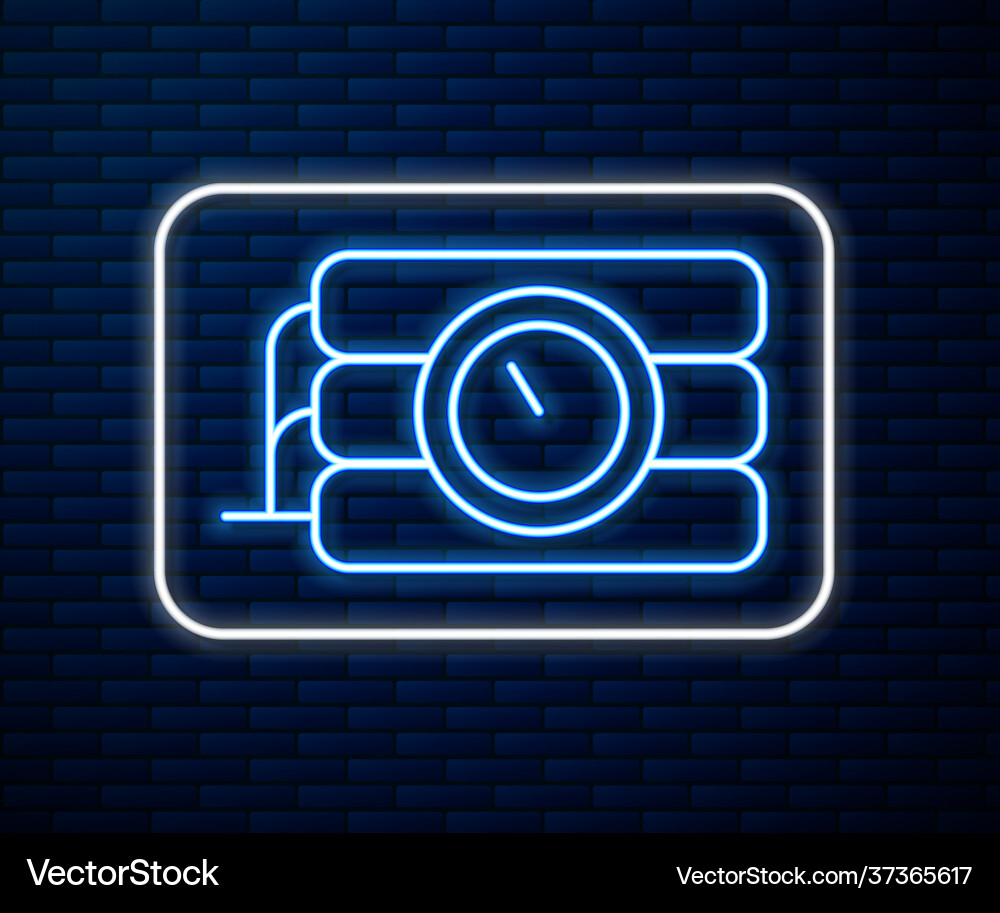 Glowing neon line detonate dynamite bomb stick Vector Image