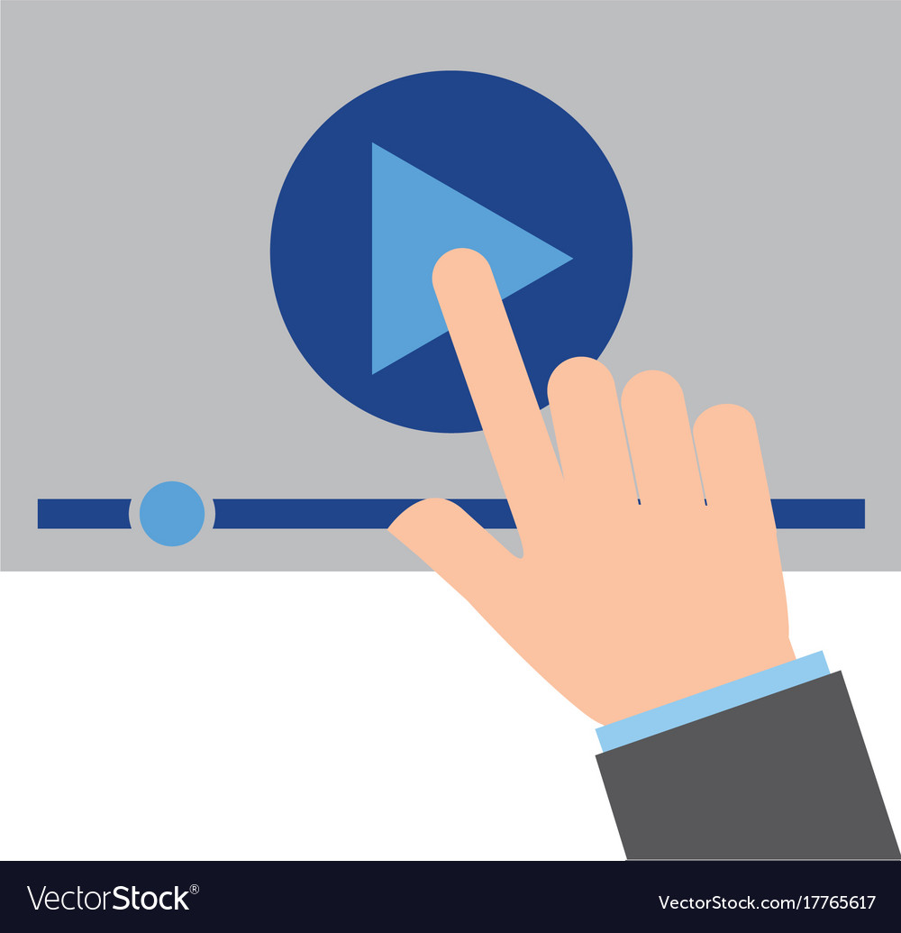 Hand touch screen video player button technology Vector Image