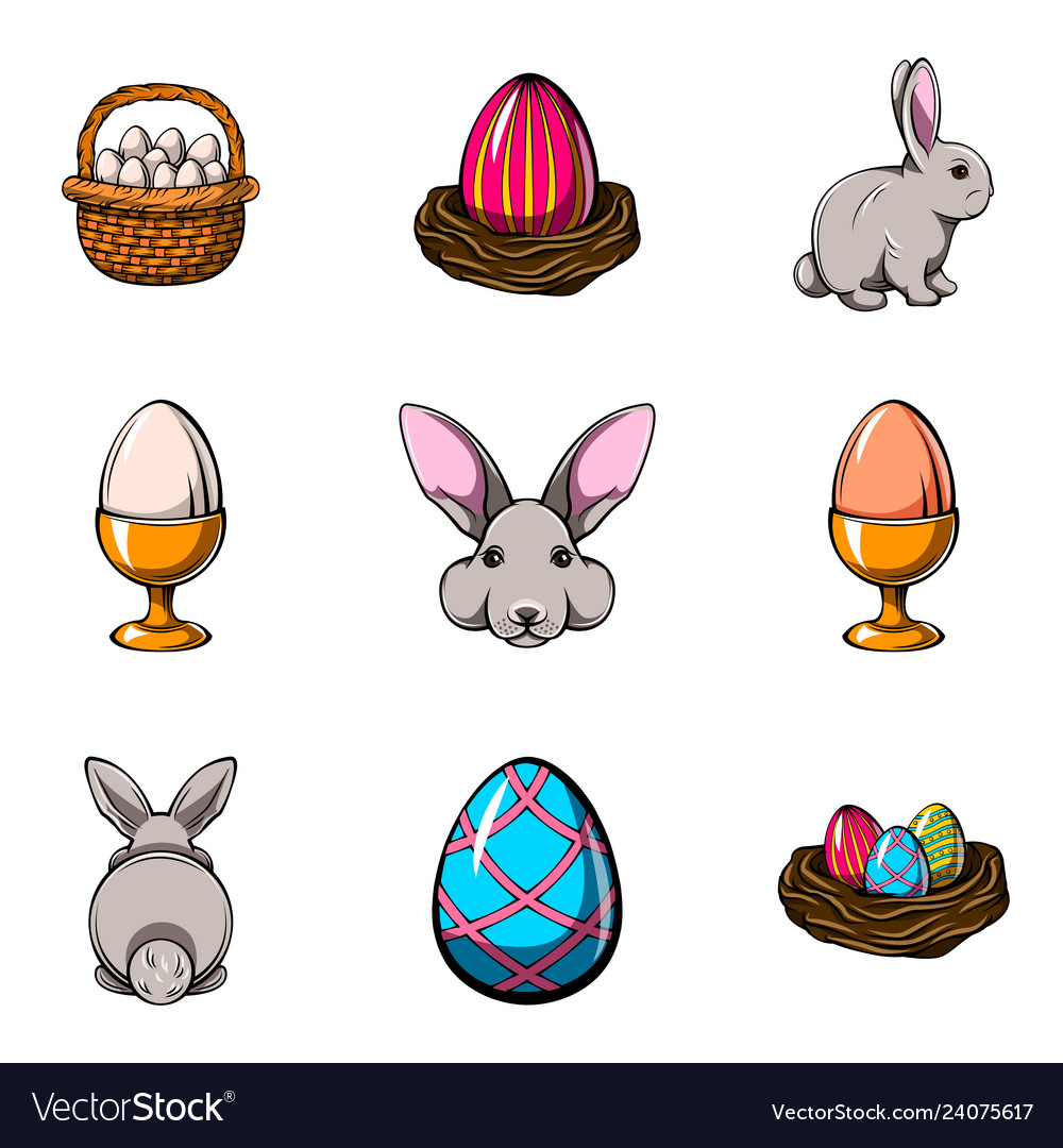 Happy easter set Royalty Free Vector Image - VectorStock