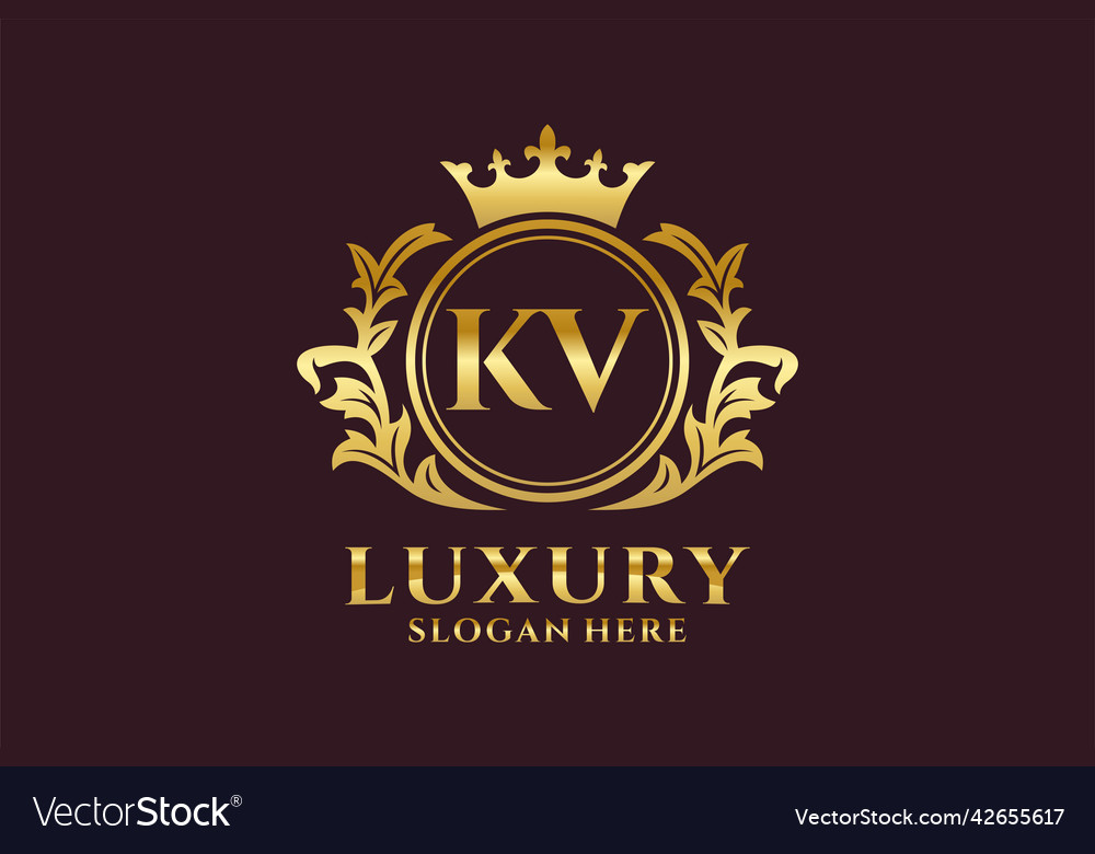 Initial kv letter royal luxury logo template Vector Image