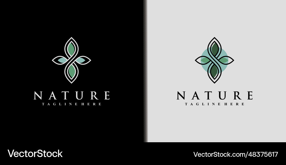 Nature logo design template with line art Vector Image