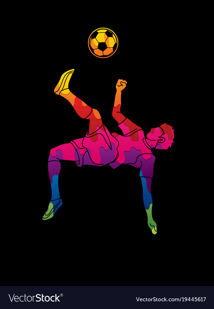 Soccer player somersault kick overhead Royalty Free Vector