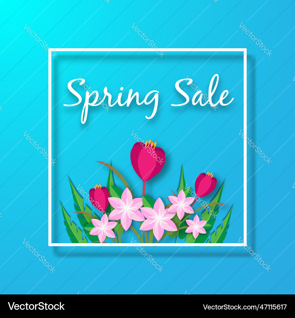 Spring sale background with beautiful flower Vector Image