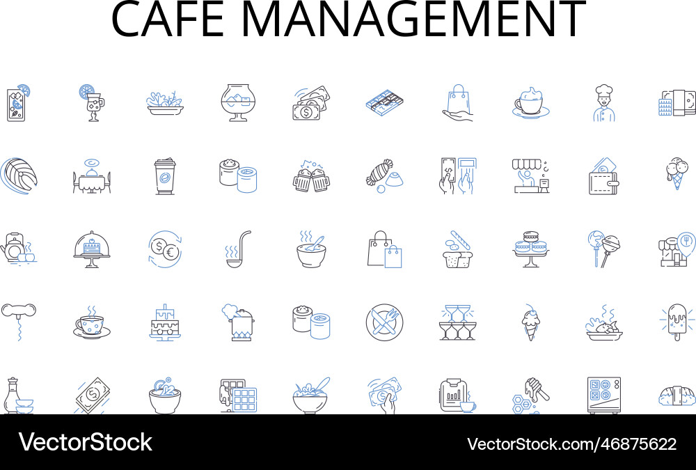 Cafe management line icons collection Royalty Free Vector