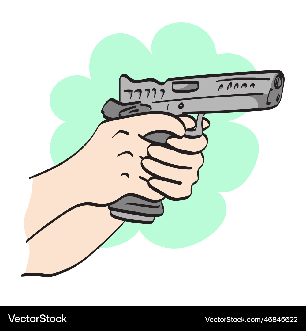 Closeup hand shooting with short gun hand Vector Image