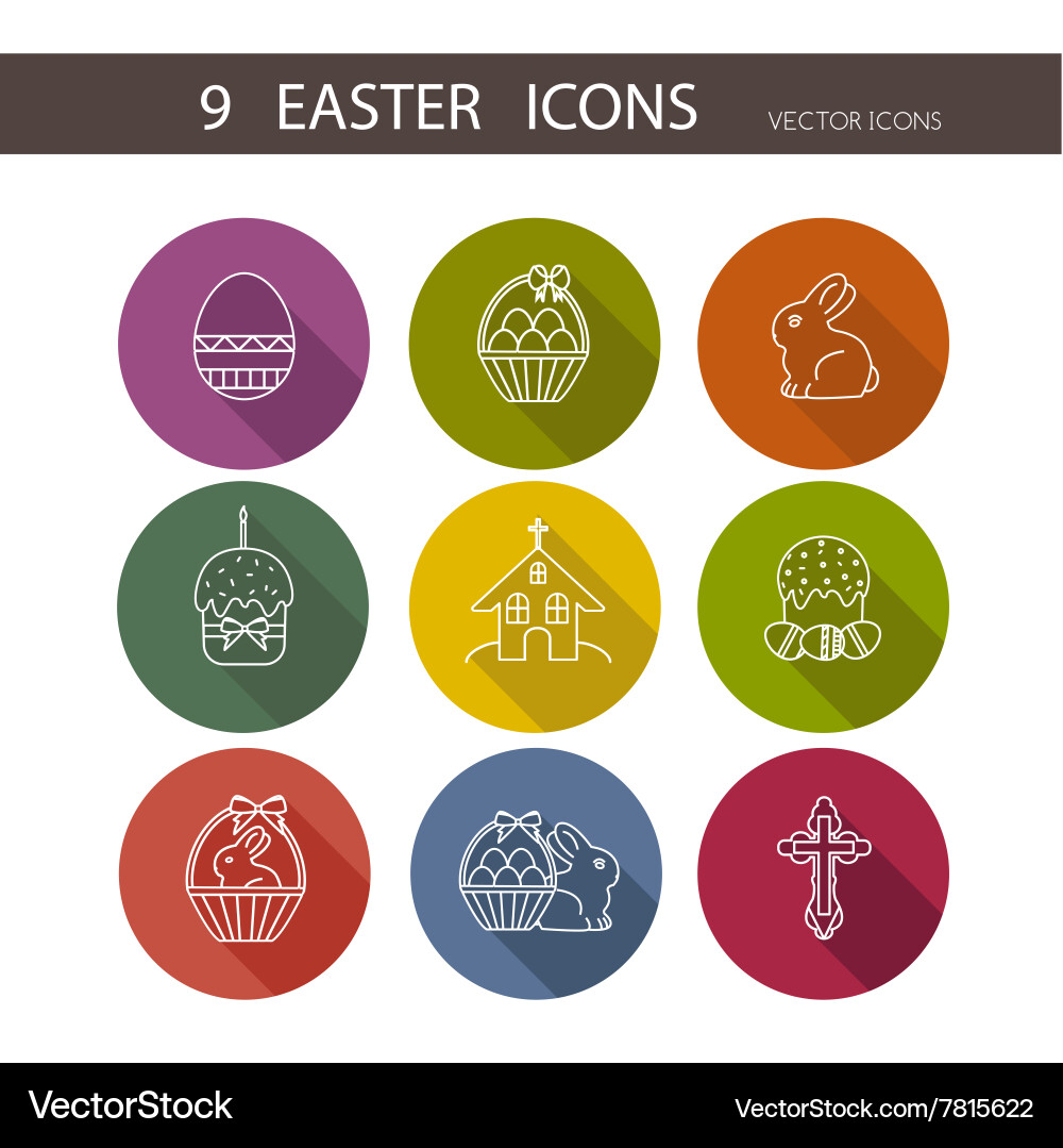 Collection of cute easter icons Royalty Free Vector Image