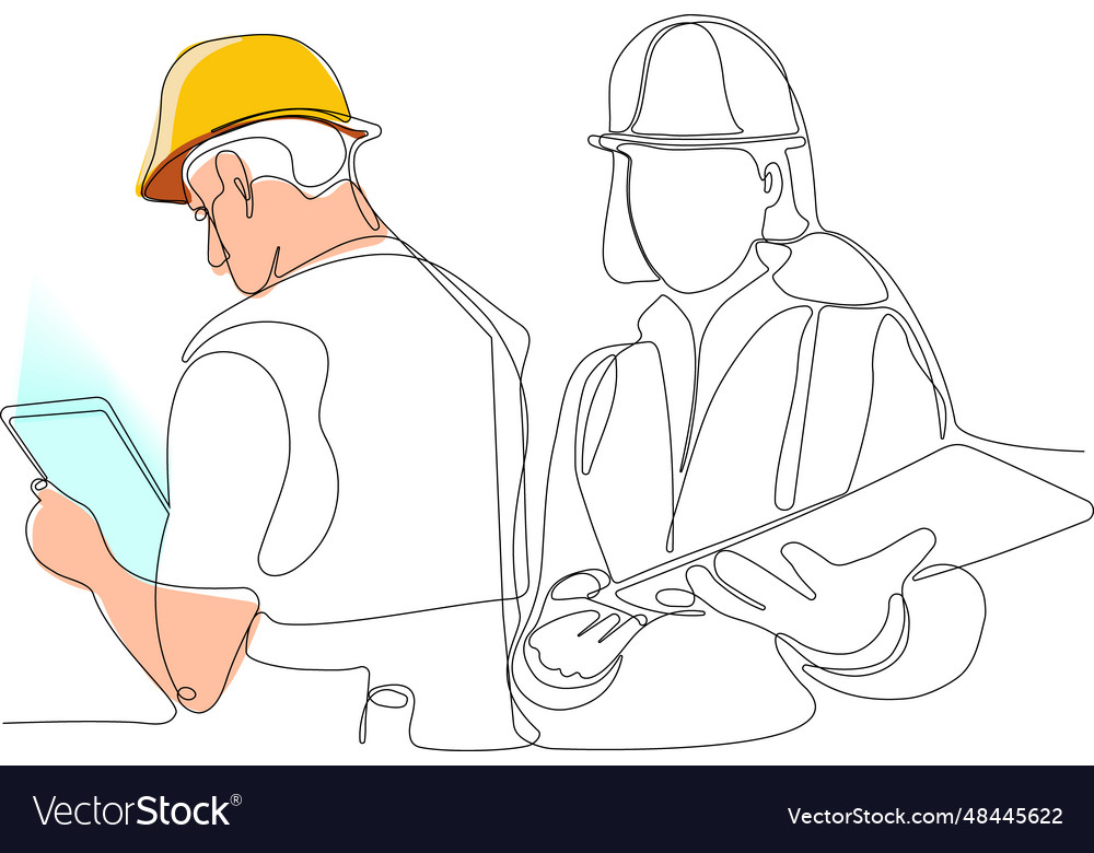 Construction manager and engineer working Vector Image