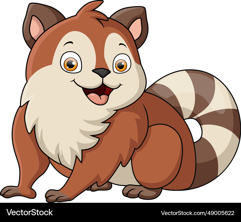 Cute red panda cartoon on white background Vector Image