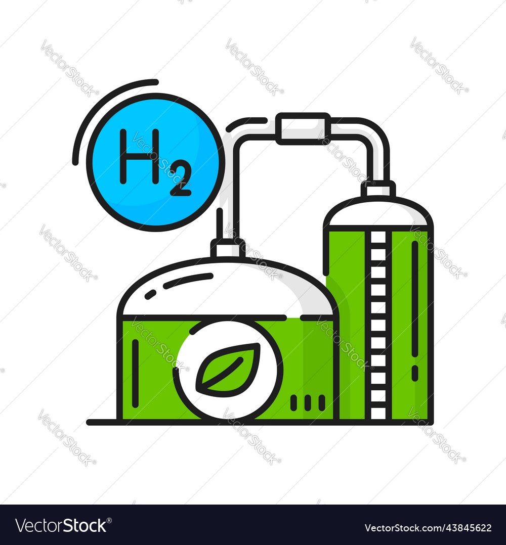 Hydrogen production h2 pipeline storage tank Vector Image